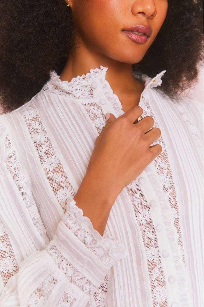 Jacque Cotton Blouse Top-Women's Designer Luxury Tops | LoveShackFancy