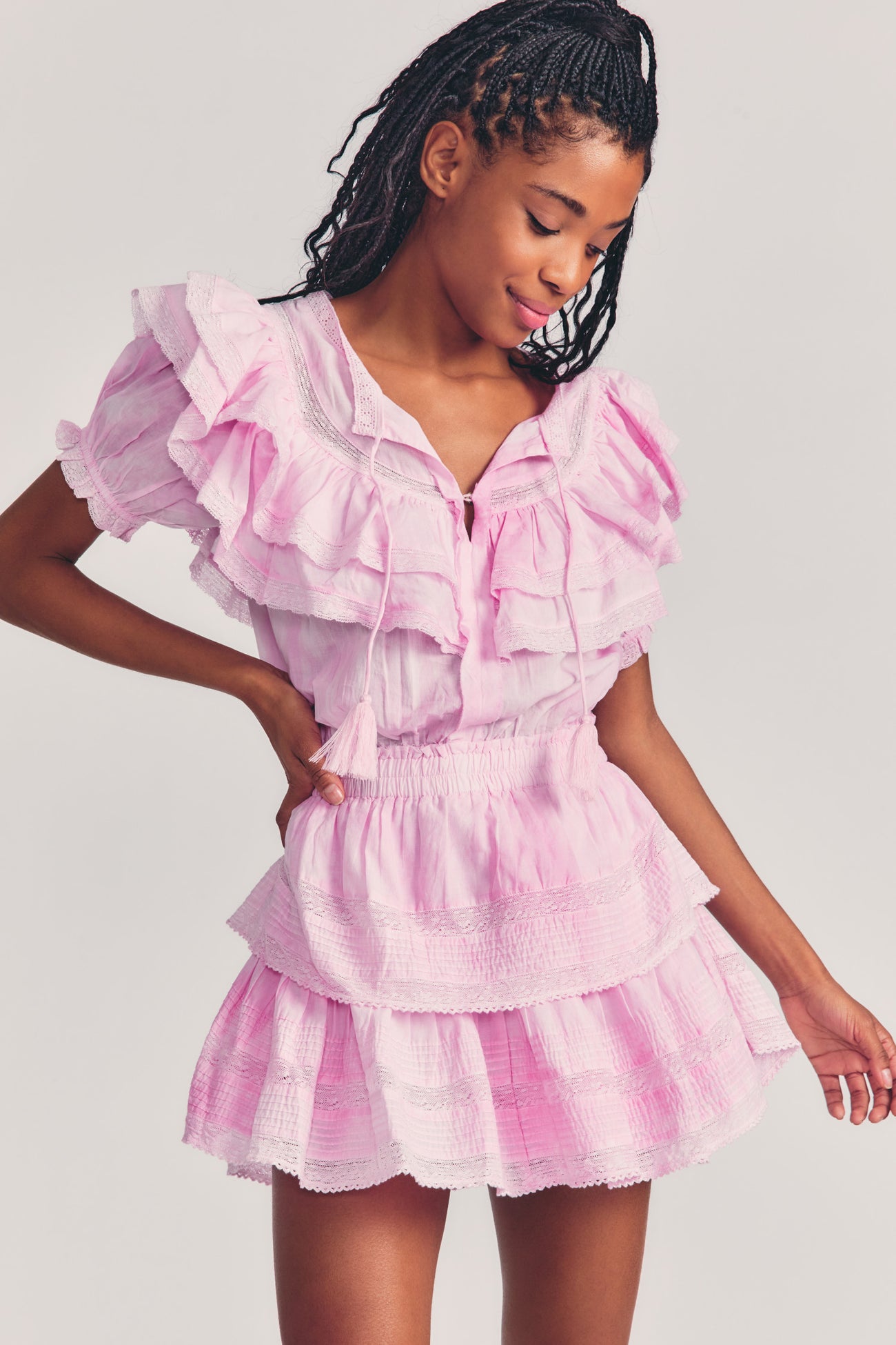 Liv Ruffle Mini Dress - Womens Dresses | LoveShackFancy.com