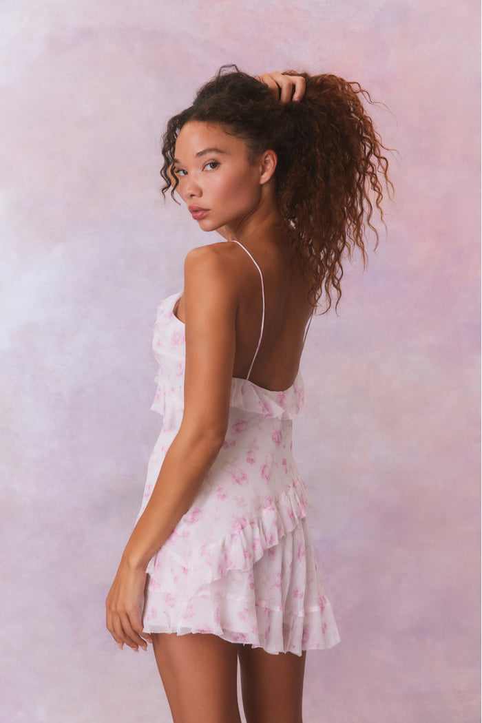 Lomina Fragrance Print Silk Mini Dress- Women's Designer Luxury Dresses ...