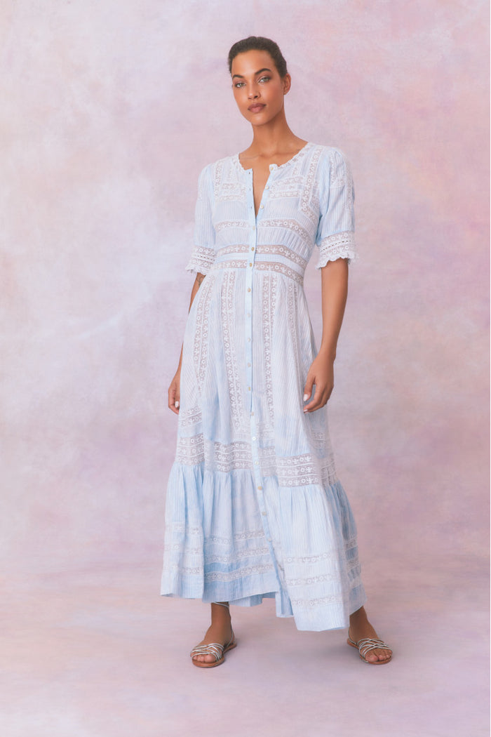 Minka Stripe Hand Dye Lace Maxi Dress- Women's Designer Luxury Dresses ...