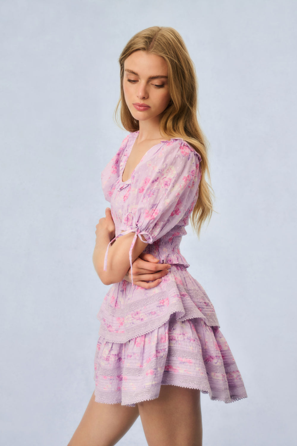 Signature Fragrance Print Ruffle Mini Skirt- Women's Skirt Sets | LoveShackFancy.com