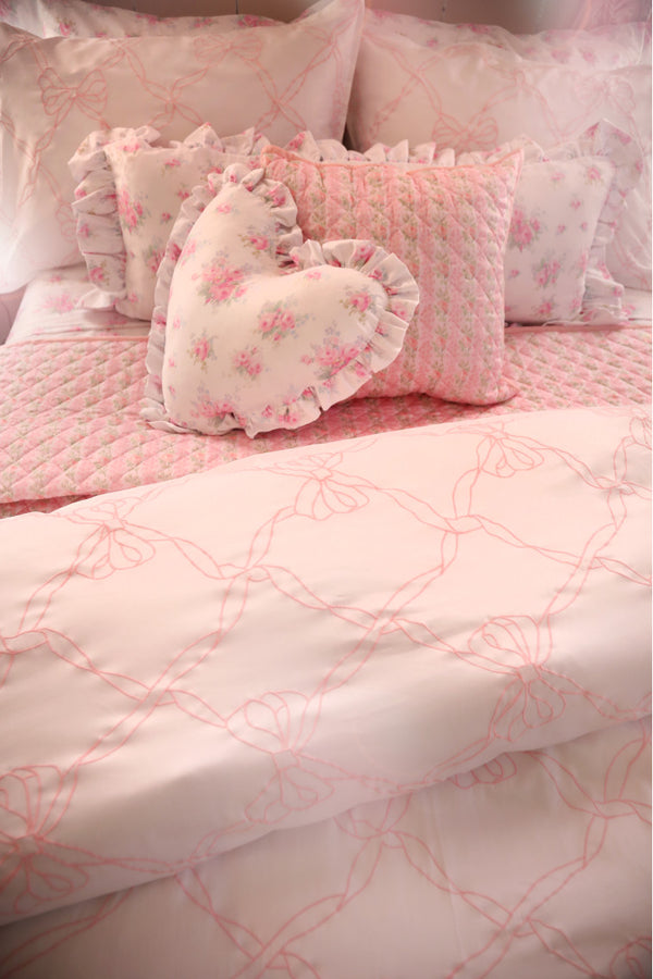 Embroidered Bow Duvet Cover + Sham Set